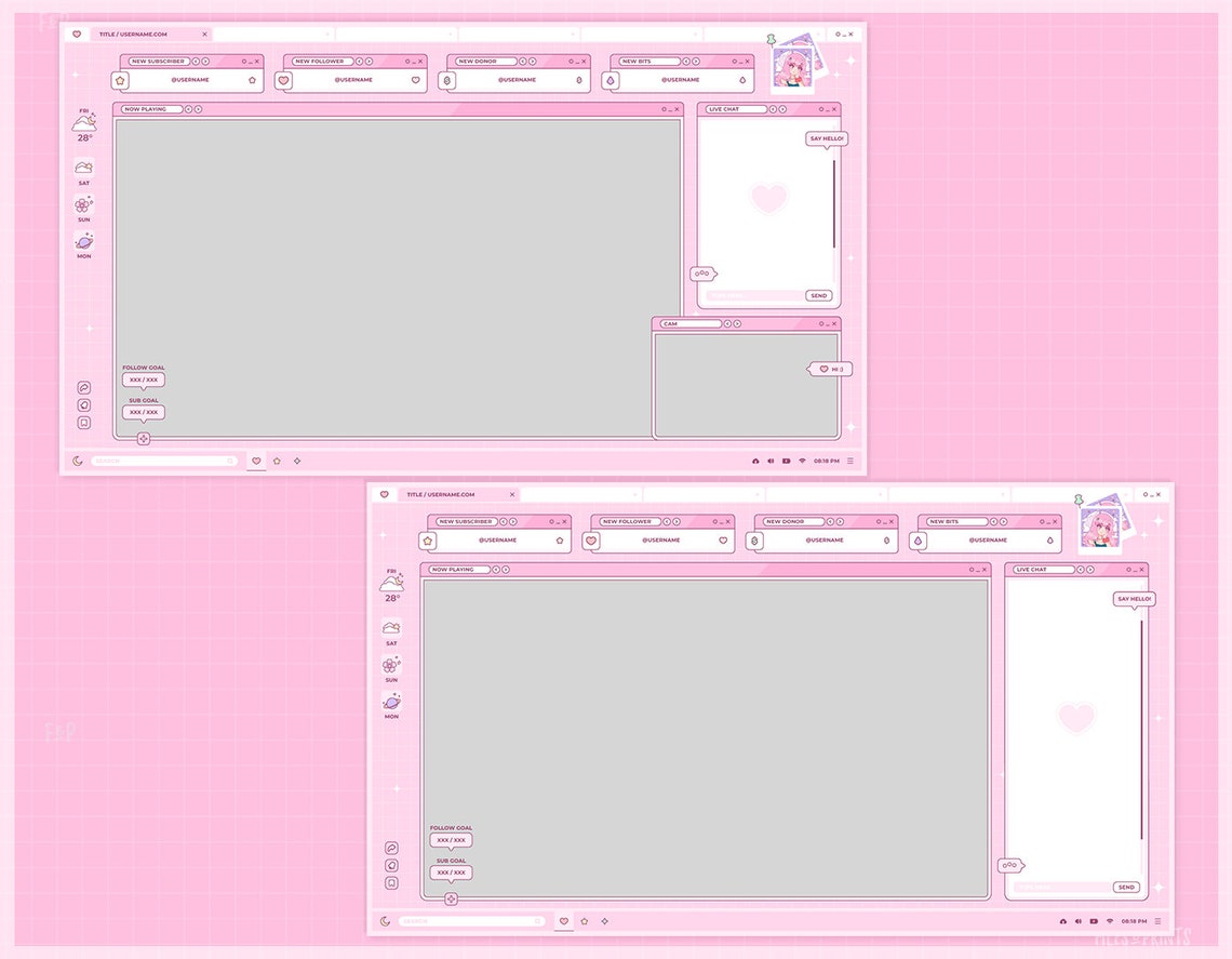 Twitch Stream Package, Animated Pink Pixel Overlay, Vtuber Customizable ...