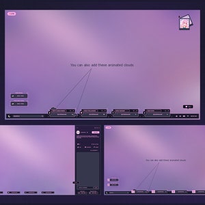Twitch Stream Package, Animated Pink Dark Overlay Vtuber Customizable ...