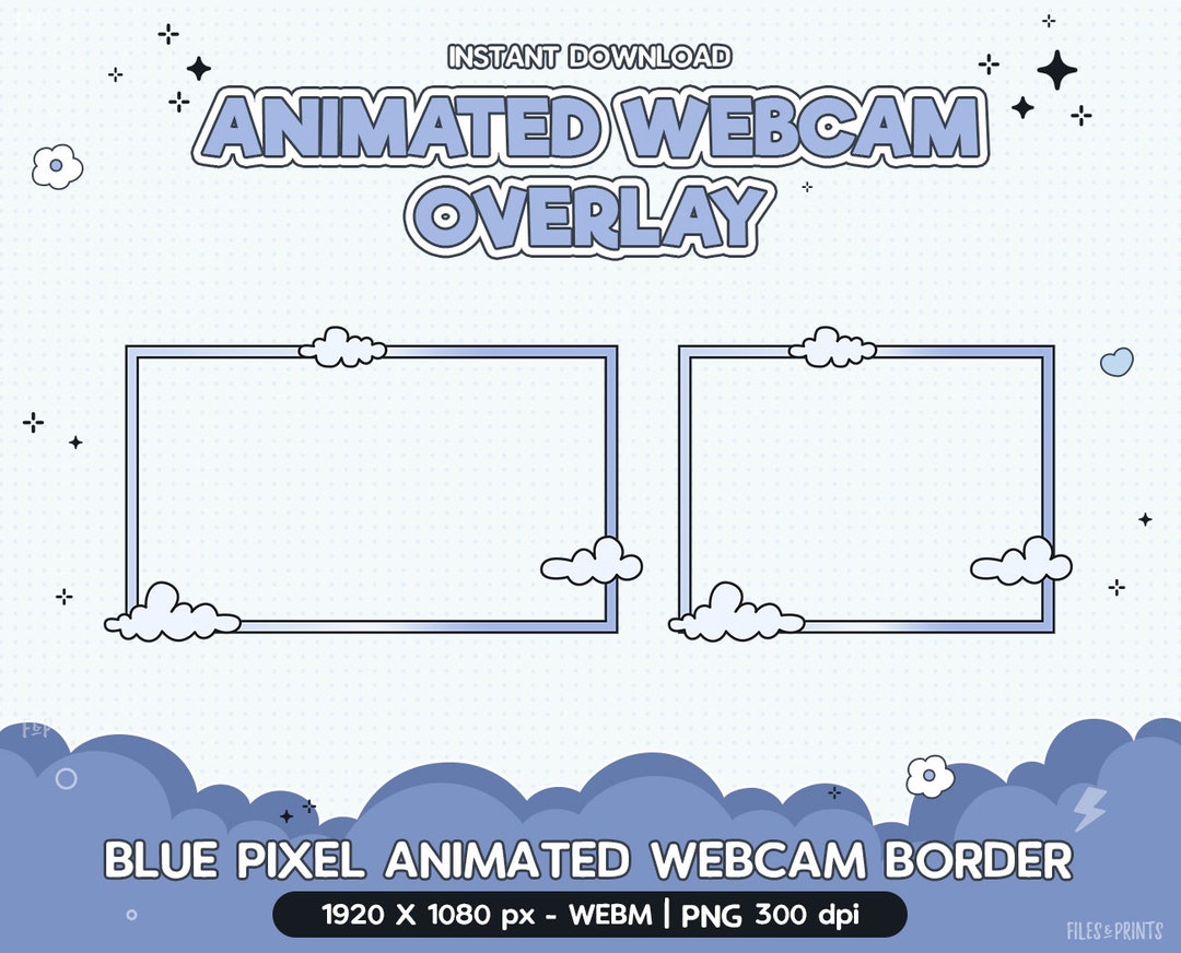 Twitch Animated Webcam Border Blue Pixel, Stream Overlay, Streamer ...