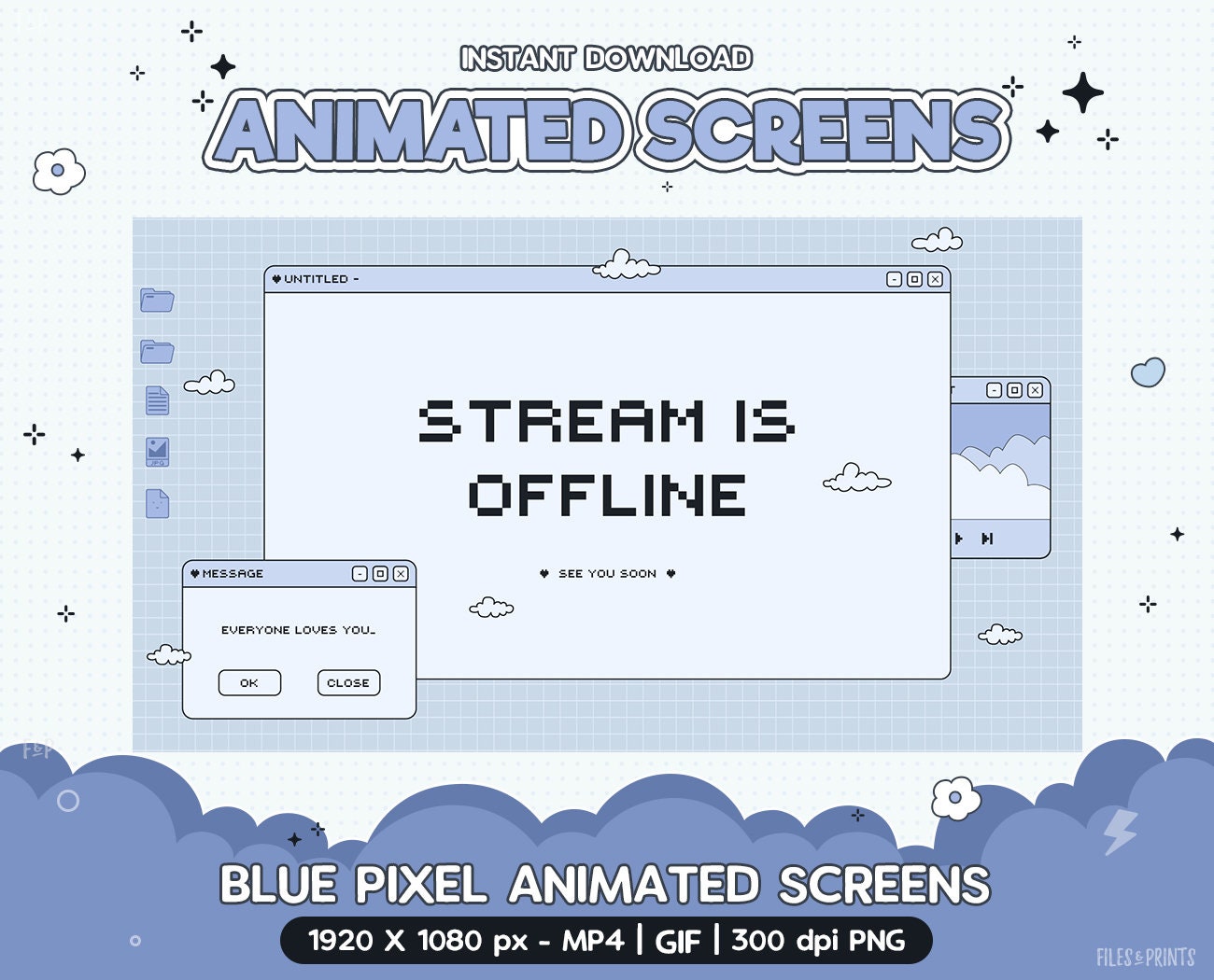 Twitch Animated Screen Blue Pixel, Stream Screens, Streamer Graphics ...