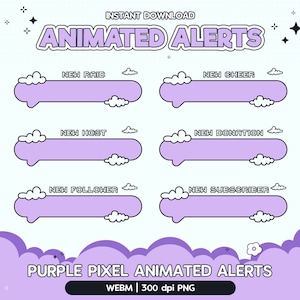 Twitch Animated Alert Purple Pixel, Stream Alerts, Streamer Graphics ...