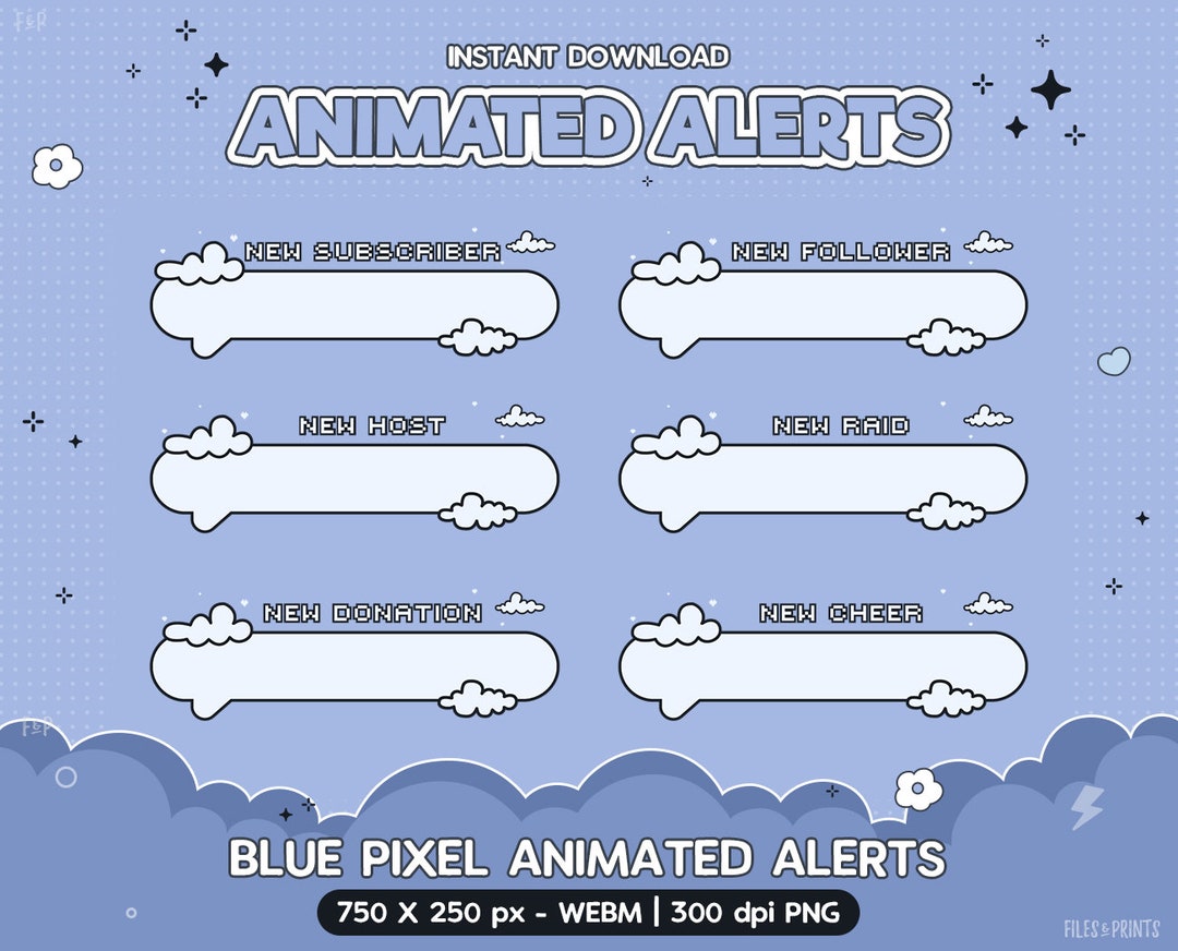 Twitch Animated Alert Blue Pixel, Stream Alerts, Streamer Graphics ...