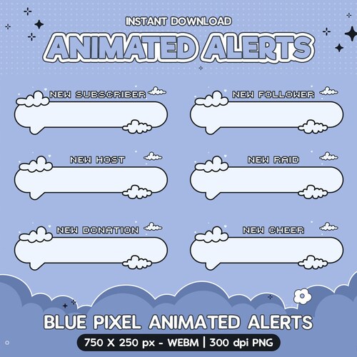 Twitch Animated Alert Blue Pixel Stream Alerts Streamer - Etsy
