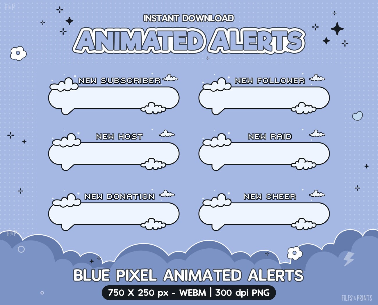 Twitch Animated Alert Blue Pixel, Stream Alerts, Streamer Graphics ...