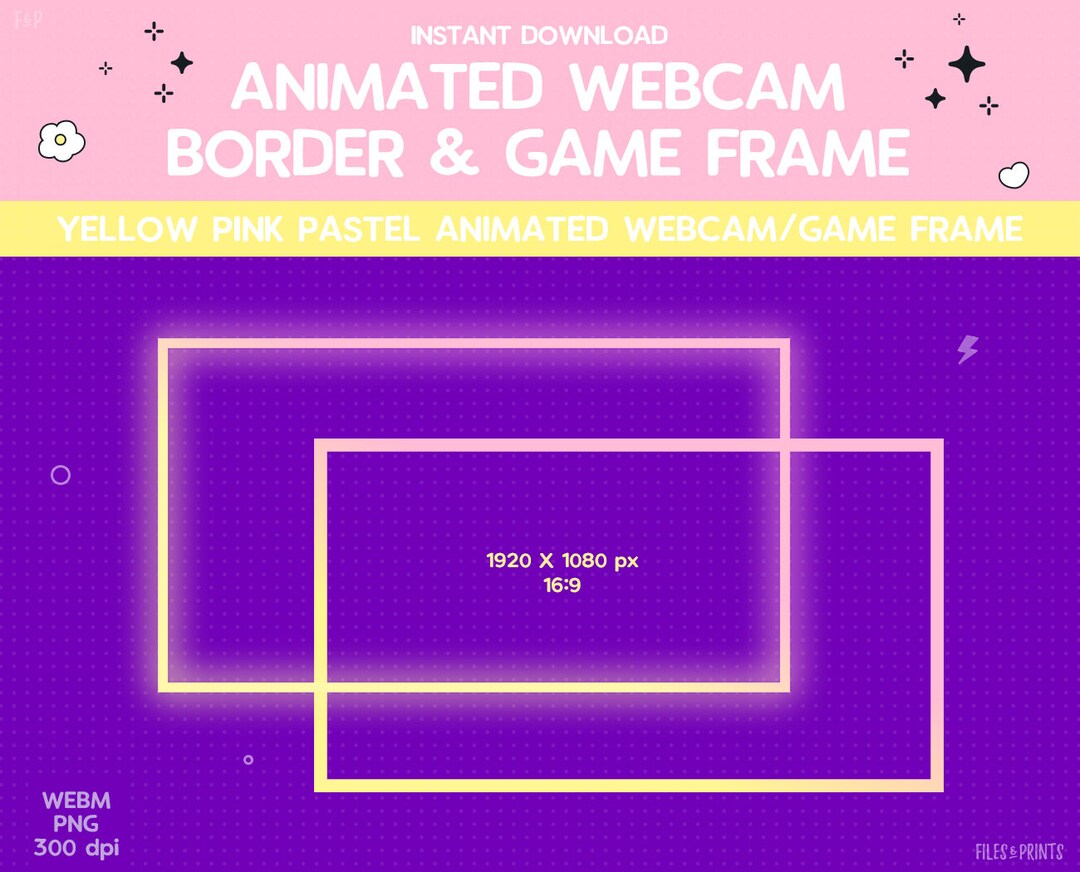 Twitch Animated Webcam Border Yellow Pink Pastel, Stream Overlay ...