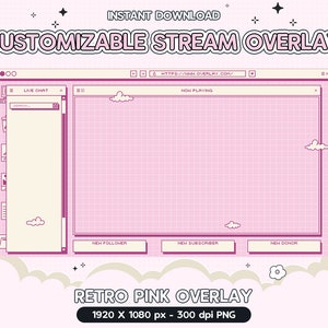 Twitch Stream Package, Retro Pink Pixel Overlay, Customizable, Kawaii ...