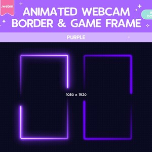 Twitch Animated Purple Glow Webcam Border Game Frame Stream Overlay ...