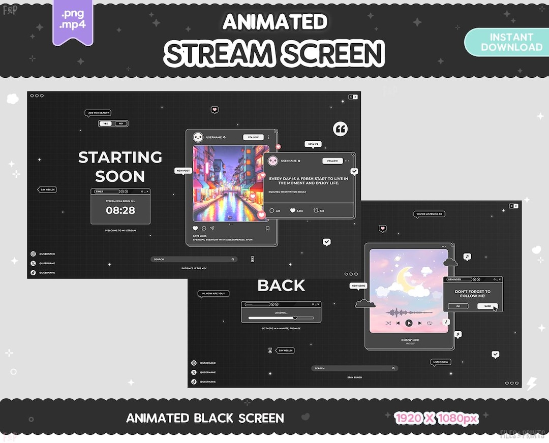 Twitch Animated Screen, Black BRB, Stream Offline, Starting, Ending ...
