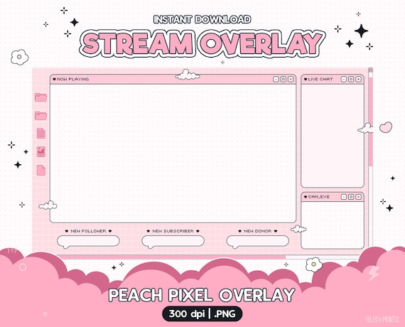 Twitch Peach Pixel Overlay Stream Overlay Streamer Graphics - Etsy