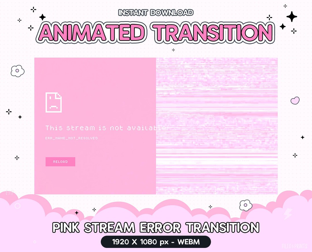 Twitch Animated Stinger Transition, Glitch Pastel Pink Transition ...