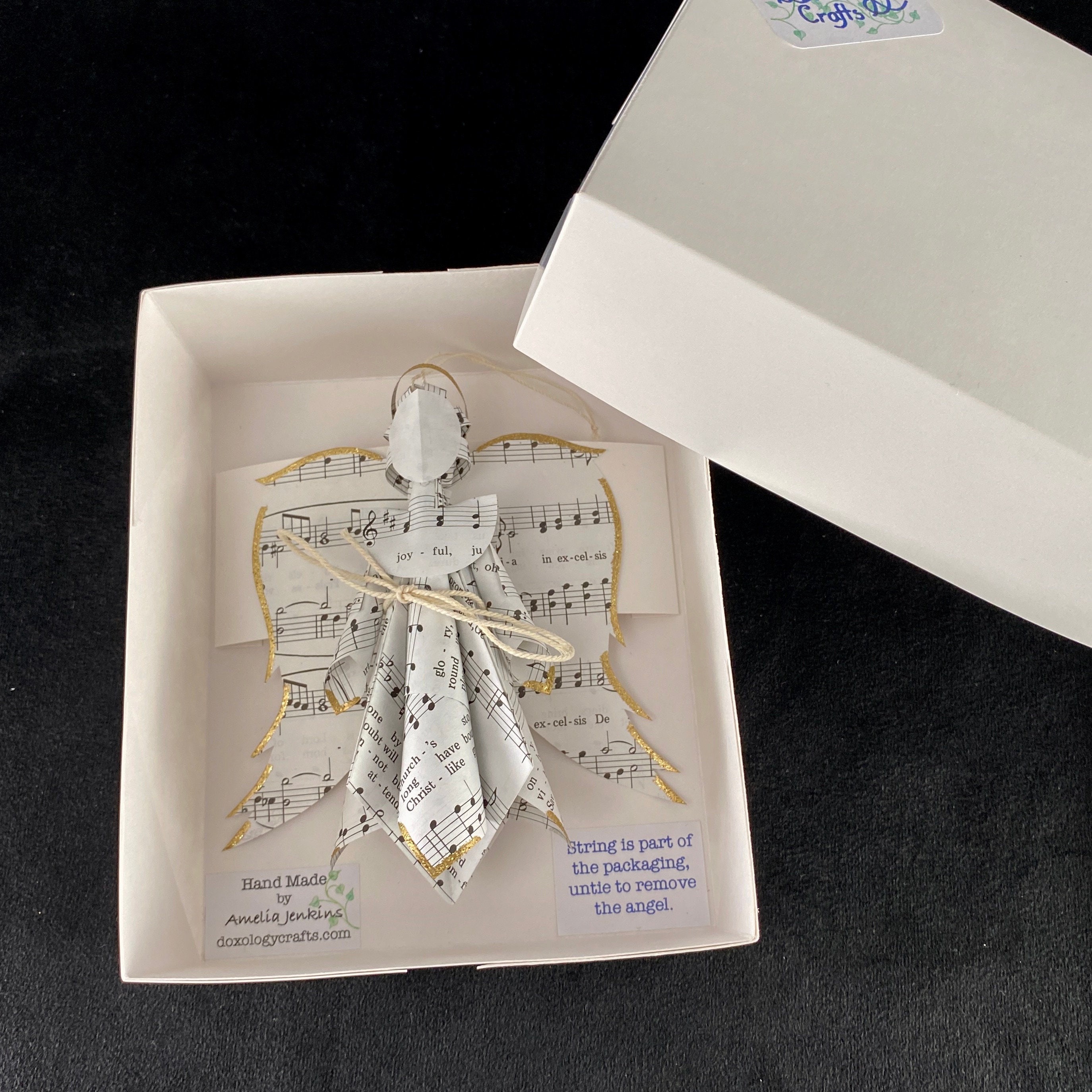 Gold Glitter Tipped Sheet Music Christmas Angel Ornament Made From Hymn ...