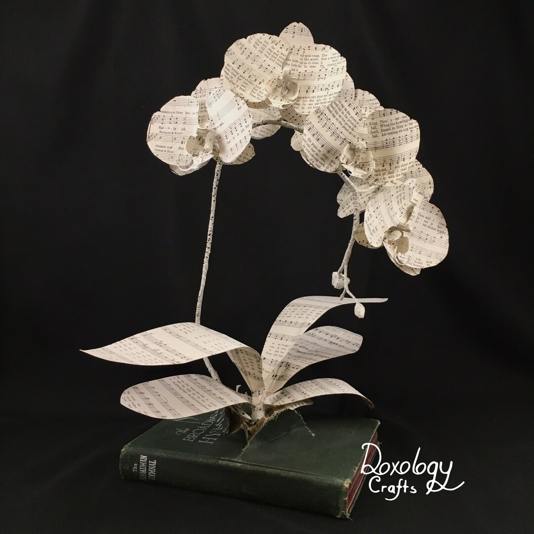 Book Page Orchid Flower Sculpture, Hymn Sheet Music - Etsy