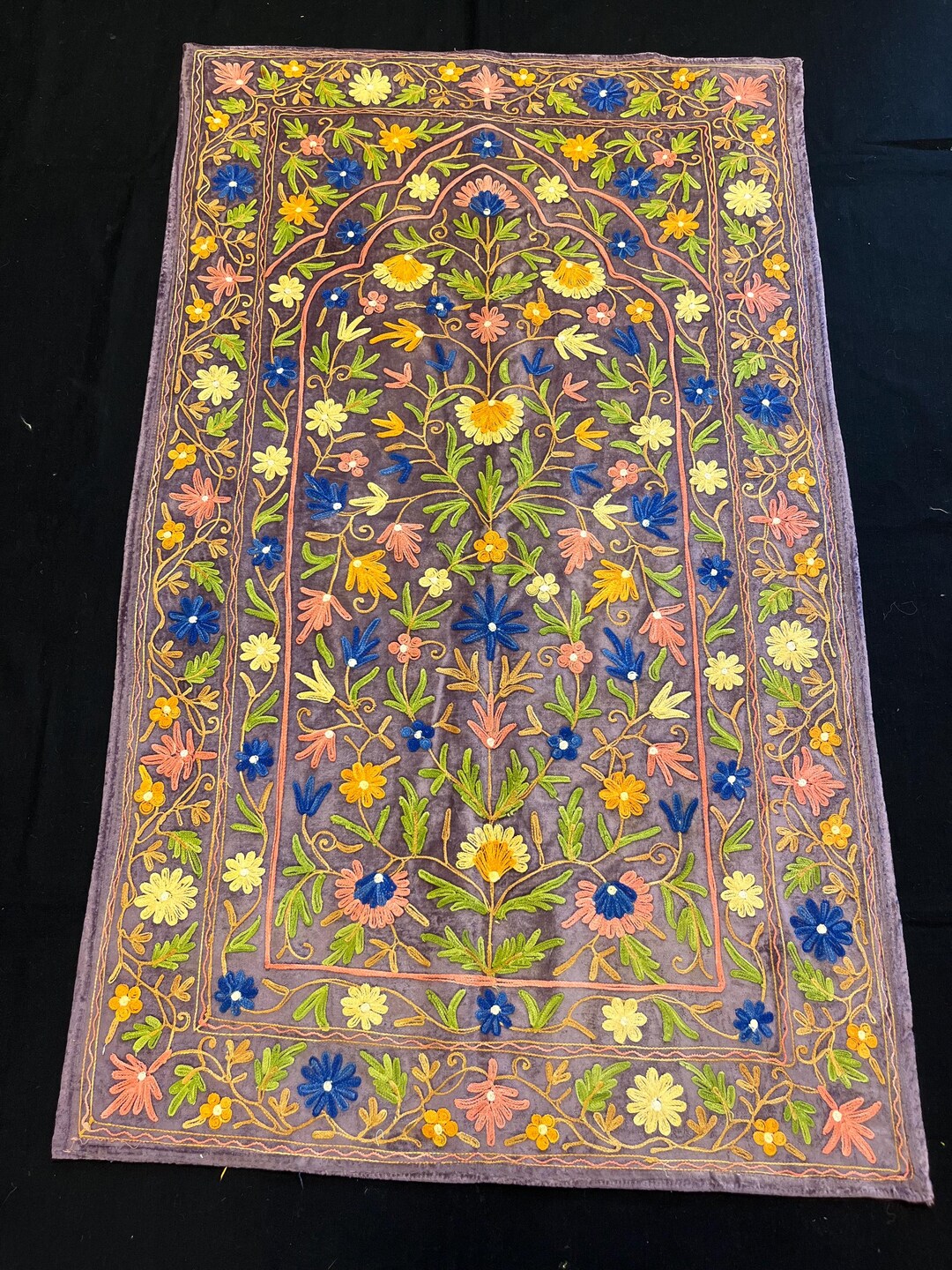 Vintage Embroidered Suzani Silk Table Cover, Handmade Textile, Home ...