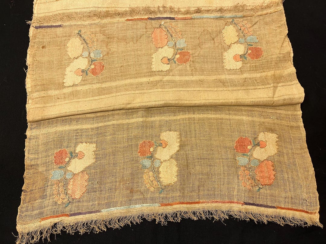 Antique Ottoman Embroidered Linen Towel Silk Floral Ottoman Turkish ...