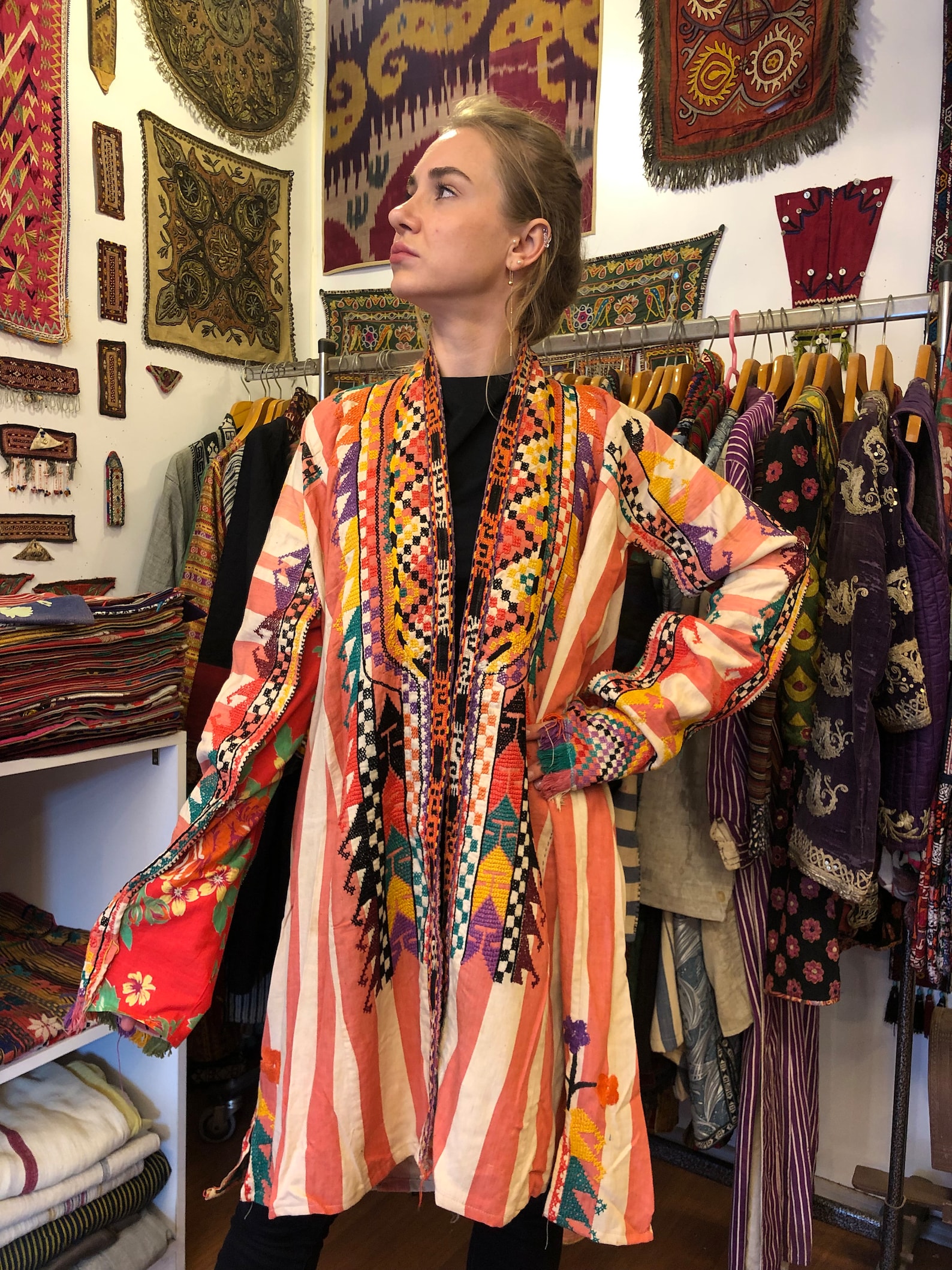 Vintage UZBEK Traditional Clothing Handmade Silk Emboroidery Chirpi ...