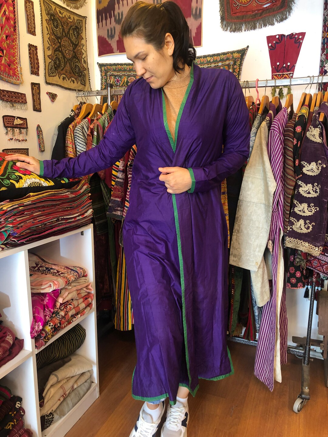 Antique Kaftan Silk Chapan Turkmen Kaftan Silk Costume With Damage and ...