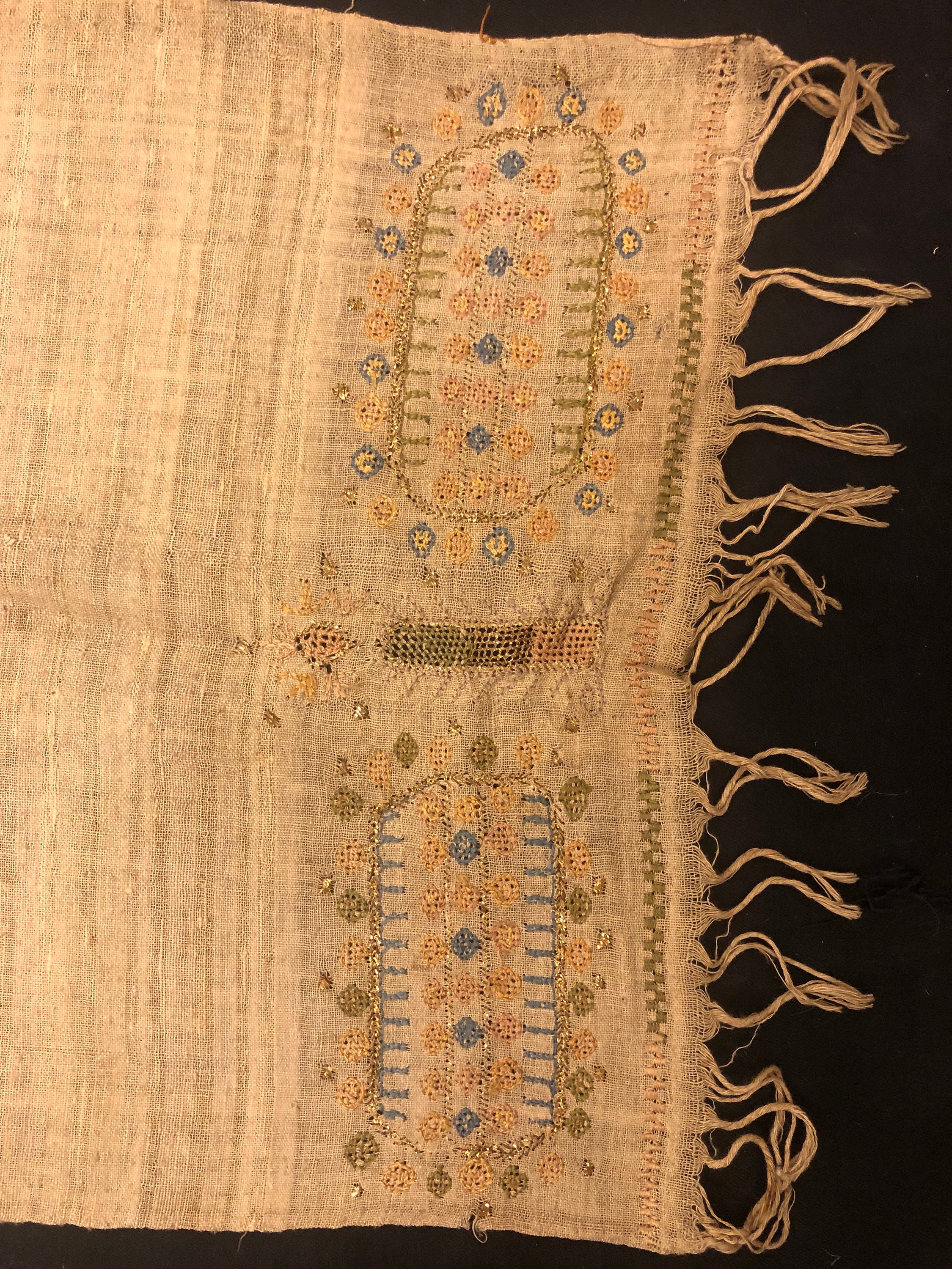 Antique Ottoman Embroidered Linen Towel Silk Floral Ottoman Turkish ...
