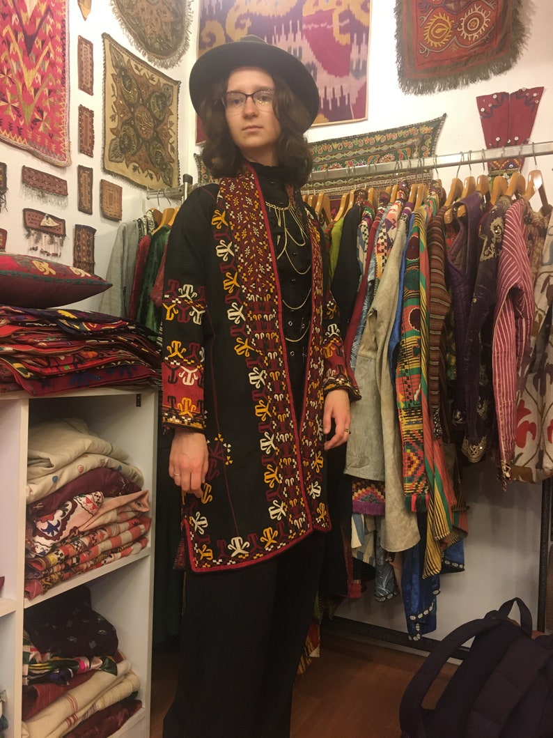 Vintage Turkmenistan Traditional Clothing Handmade Silk Costum Kaftan ...