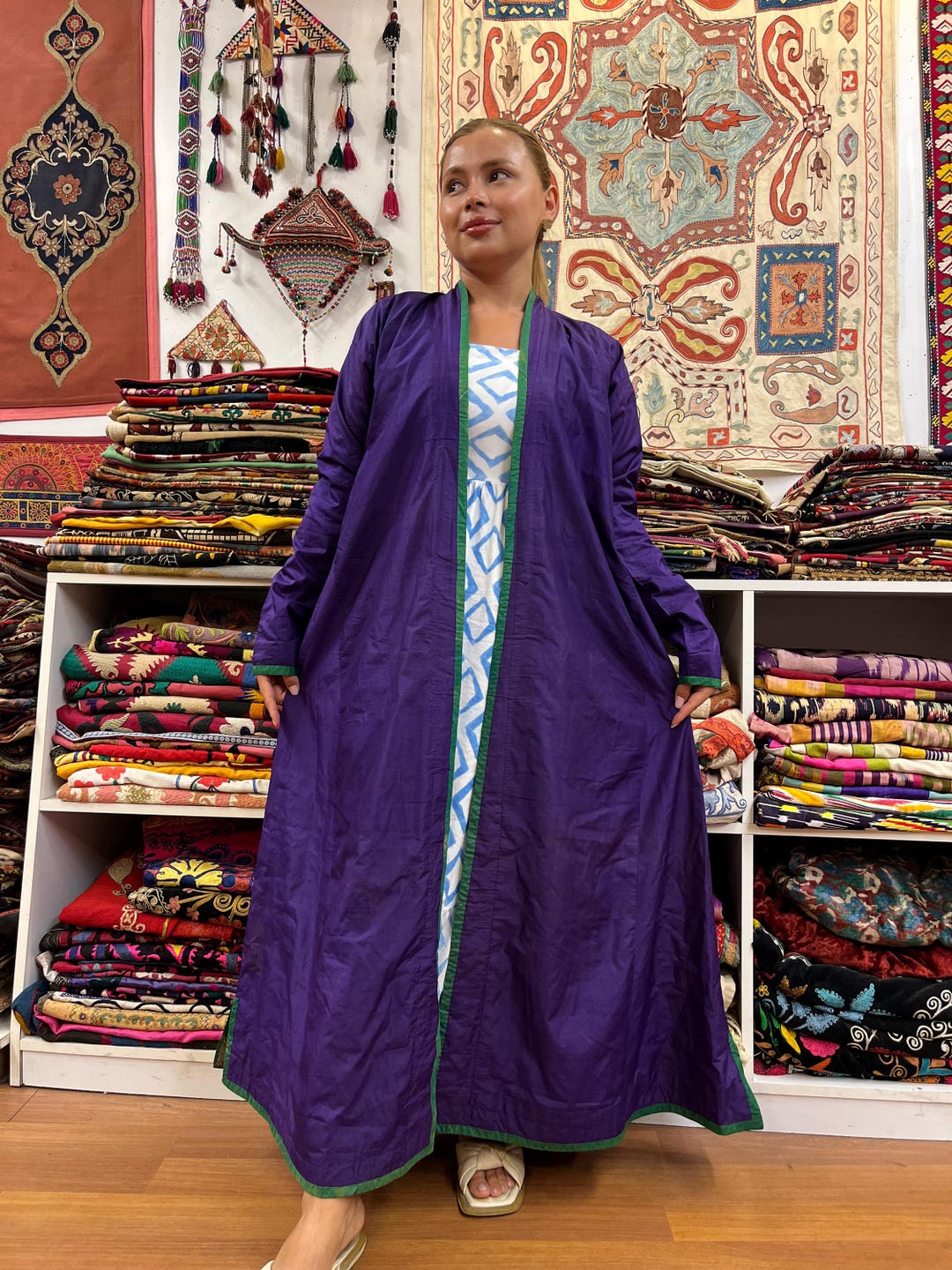 Antique Kaftan Silk Chapan Turkmen Kaftan Silk Costume With Damage and ...