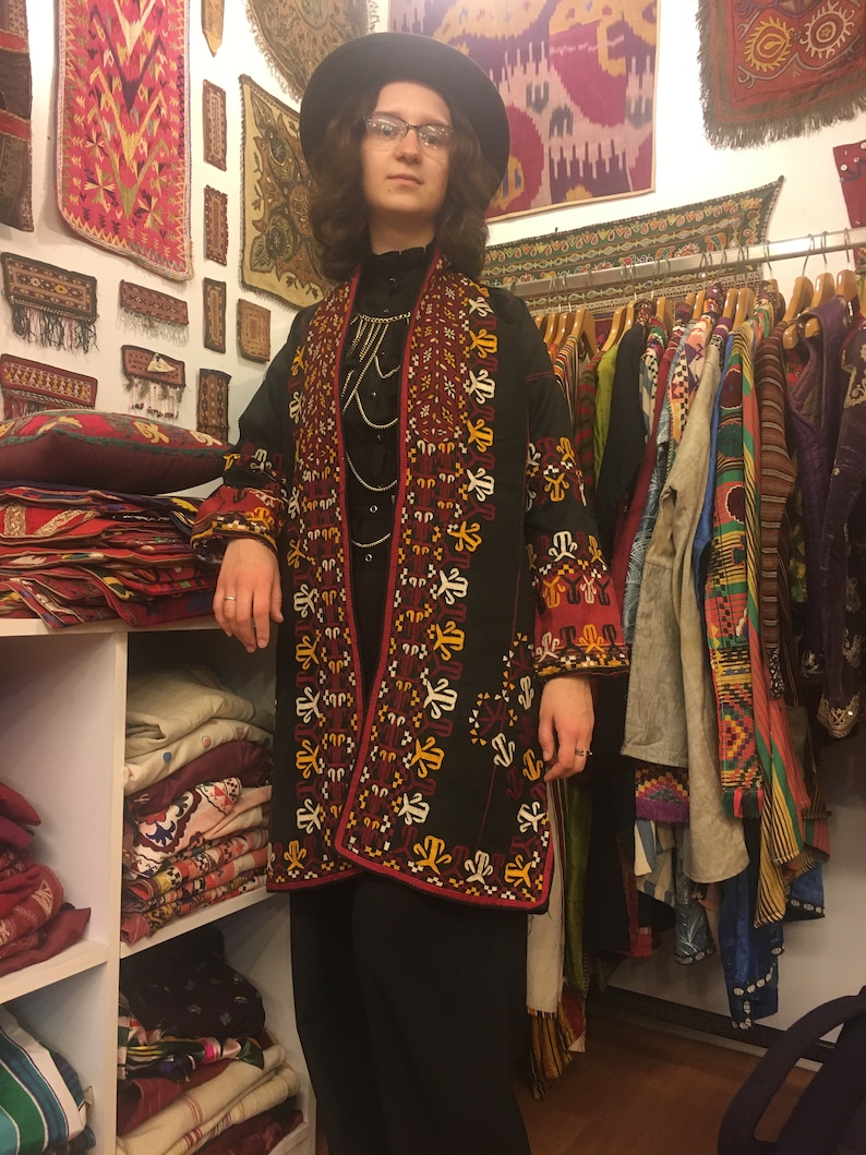 Vintage Turkmenistan Traditional Clothing Handmade Silk Costum Kaftan ...