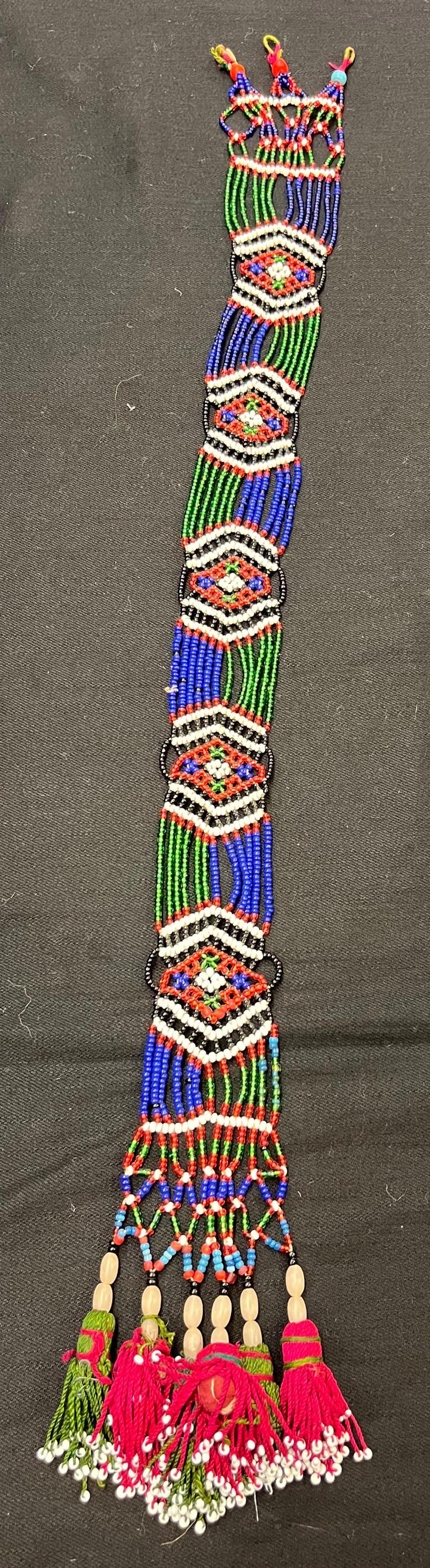 Antique Uzbekistan Decorational Tribal Silk Tassels With Glass Beads ...