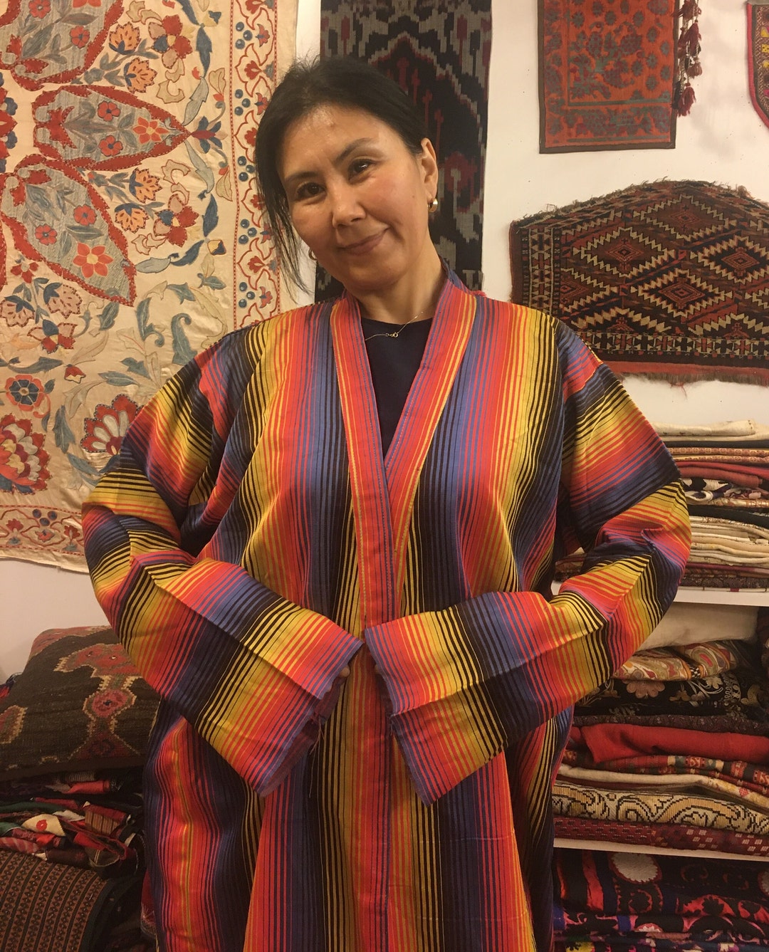 Vintage UZBEK Traditional Clothing Handmade Costum. 175x123 Cm 68' X 48 ...