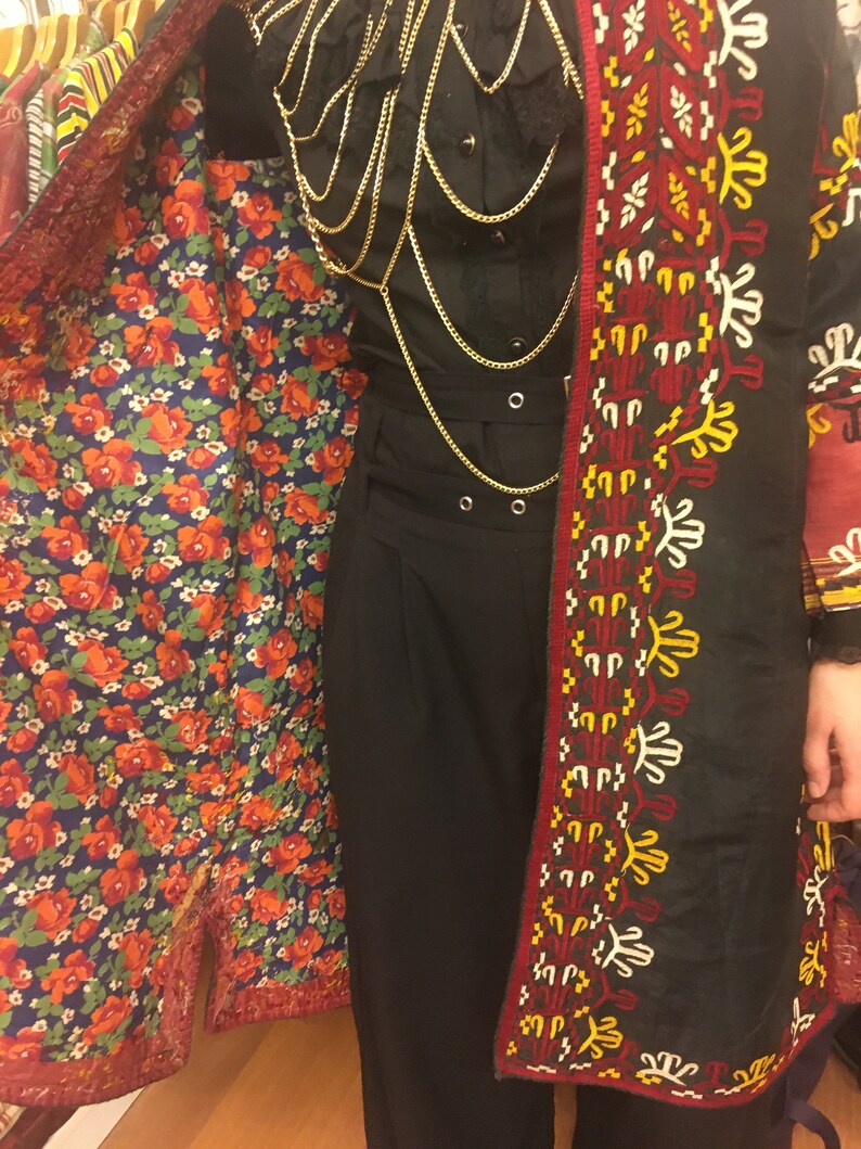 Vintage Turkmenistan Traditional Black Kaftan Silk Embroidery - Etsy