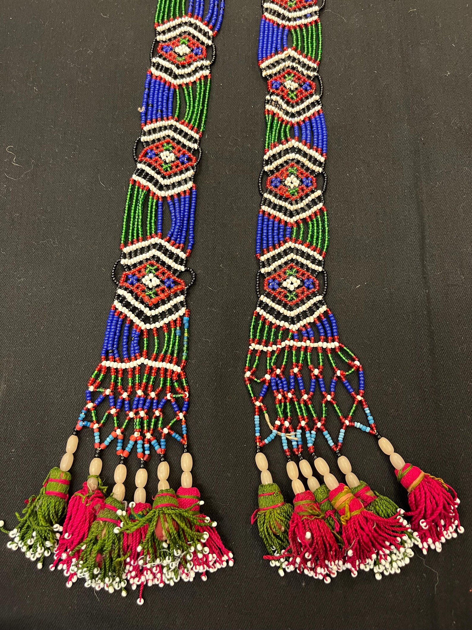 Antique Uzbekistan Decorational Tribal Silk Tassels With Glass Beads ...