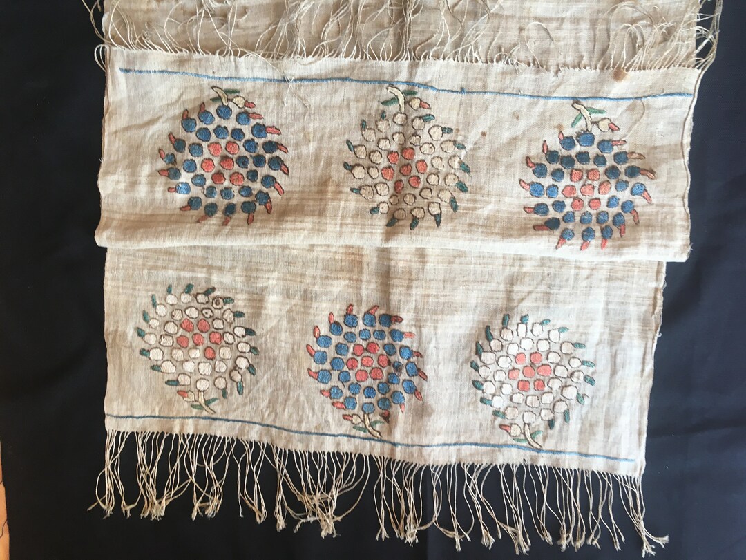 Antique Ottoman Embroidered Linen Towel Silk Tinsel Floral - Etsy