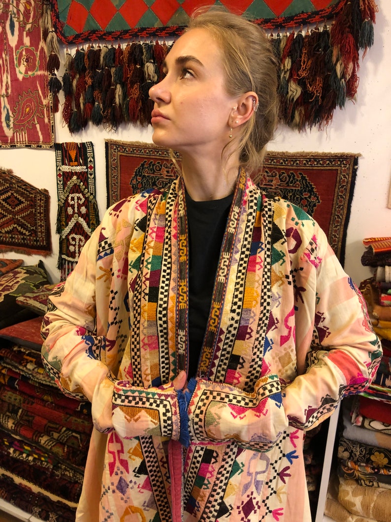Vintage UZBEK Traditional Clothing Handmade Silk Emboroidery Chirpi ...