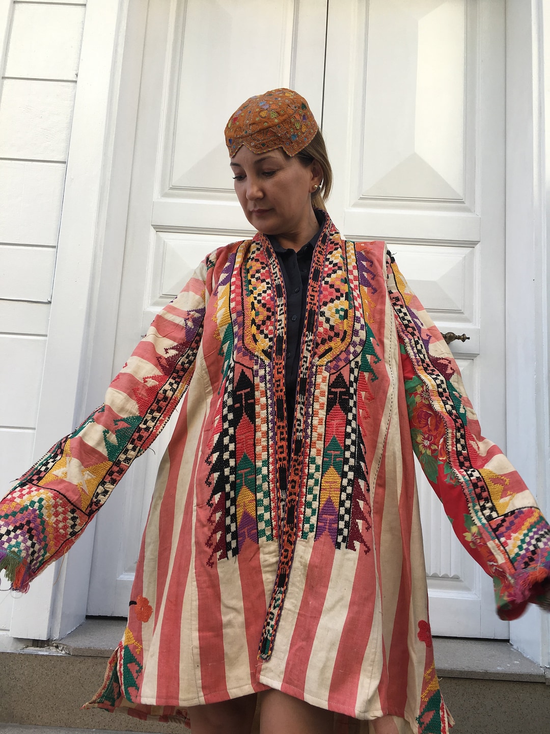 Vintage UZBEK Traditional Clothing Handmade Silk Emboroidery Chirpi ...