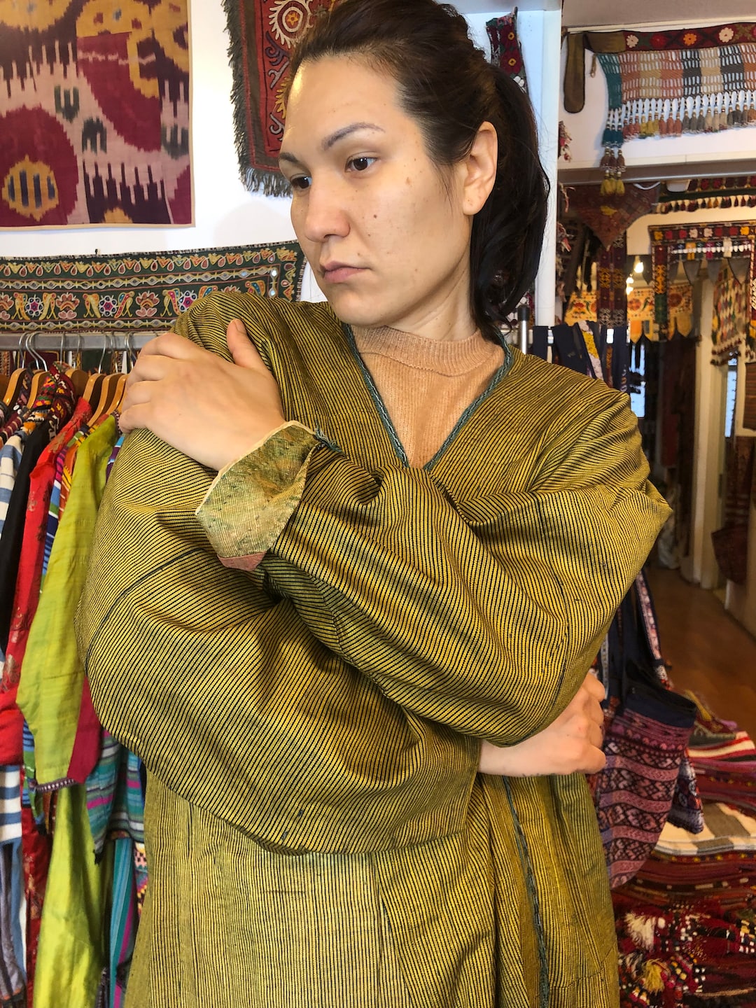 Antique Turkmen Tribal Silk Kaftan Traditional Handmade Costum. Very ...