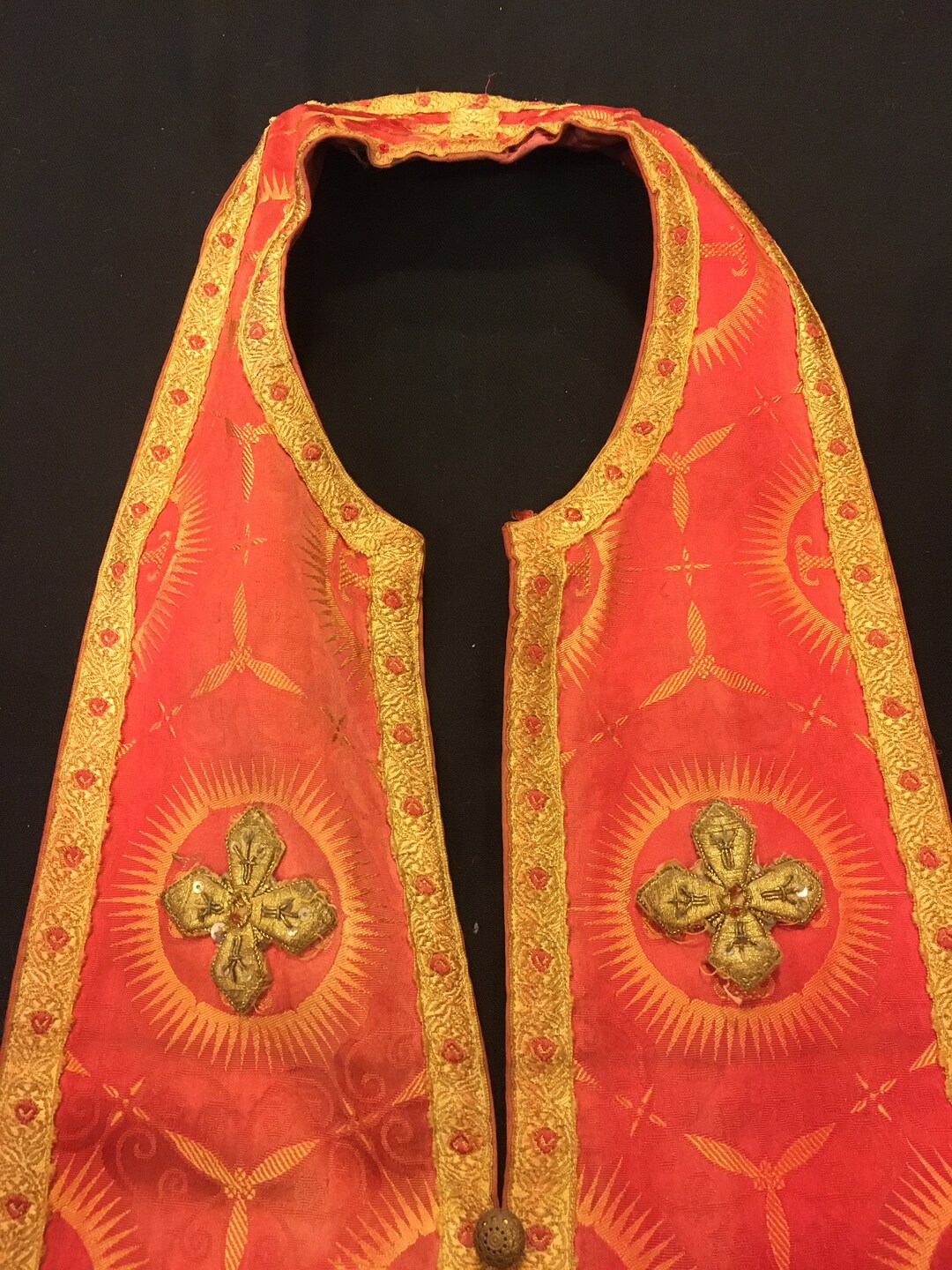 Antique Greek Textile ,priest Costum Collar , Pure Silk With Silver ...