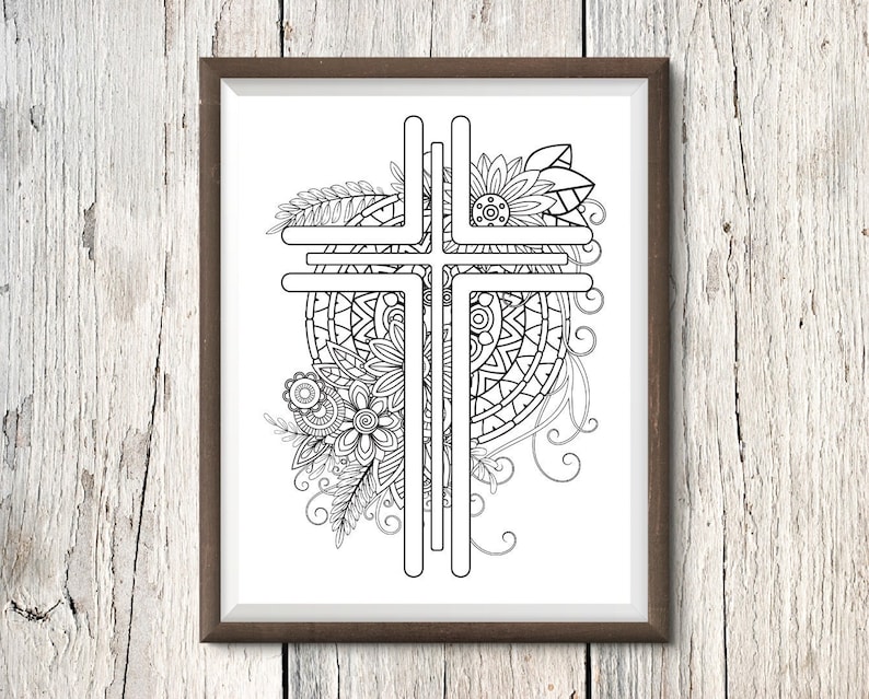 Christian Adult Coloring Pages - Crosses, Bible Affirmations ...