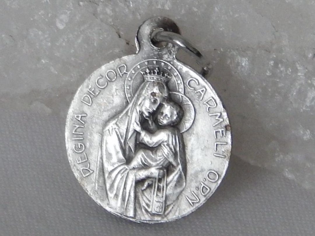 Virgin Mary & Sacred Heart Silvered Medal Regina Decor Carmeli #75 - Etsy