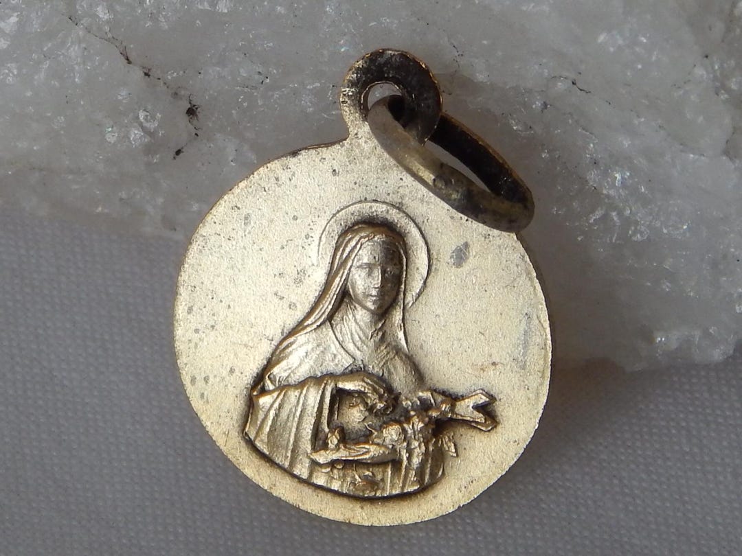 Vintage St. Therese & Our Lady of Hal Gold Plated Medal #98 - Etsy