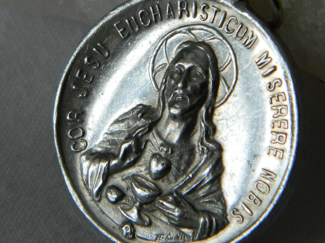 Vintage Our Lady of Perpetual Help & Jesus Christ Sacred Heart Aluminum ...