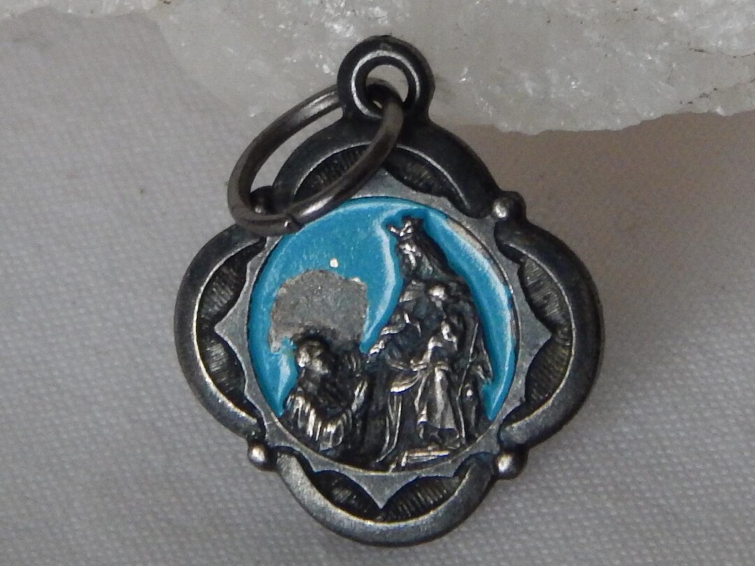 Vintage Baby Blue Enamel St. Anne De Beaupre Medal "tout a Jesus Par ...