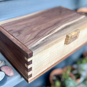 Handcrafted Wooden Keepsake Box With Black Walnut and Curly Maple - Etsy