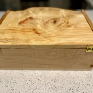 Stunner Handmade Keepsake Box With Red Flame Box Elder and Curly Maple ...