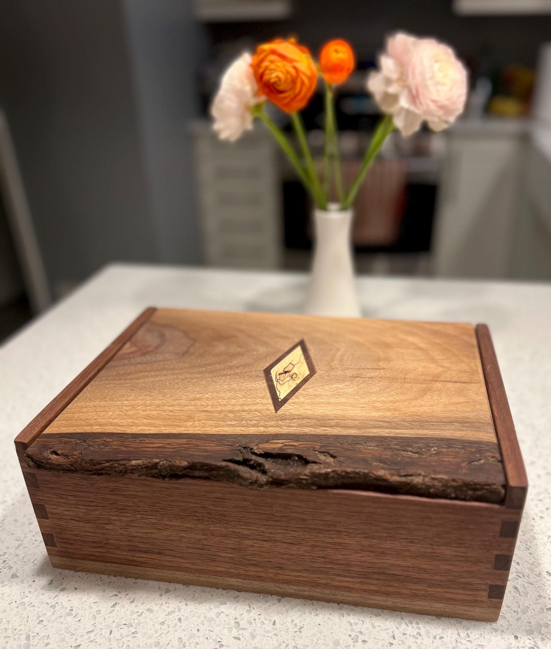 Beautiful, Large Handmade Wooden Keepsake Box With Live Edge Black ...