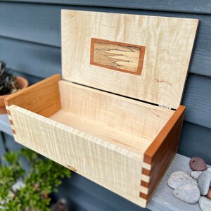 Beautiful Handmade Wooden Keepsake Box With Curly Maple and Cherry Wood ...