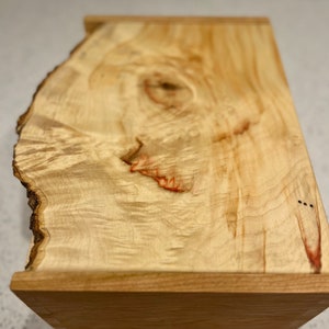Stunner Handmade Keepsake Box With Red Flame Box Elder and Curly Maple ...