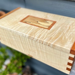 Beautiful Handmade Wooden Keepsake Box With Curly Maple and Cherry Wood ...