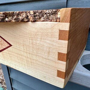 Stunner Handmade Keepsake Box With Red Flame Box Elder and Curly Maple ...