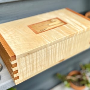 Beautiful Handmade Wooden Keepsake Box With Curly Maple and Cherry Wood ...