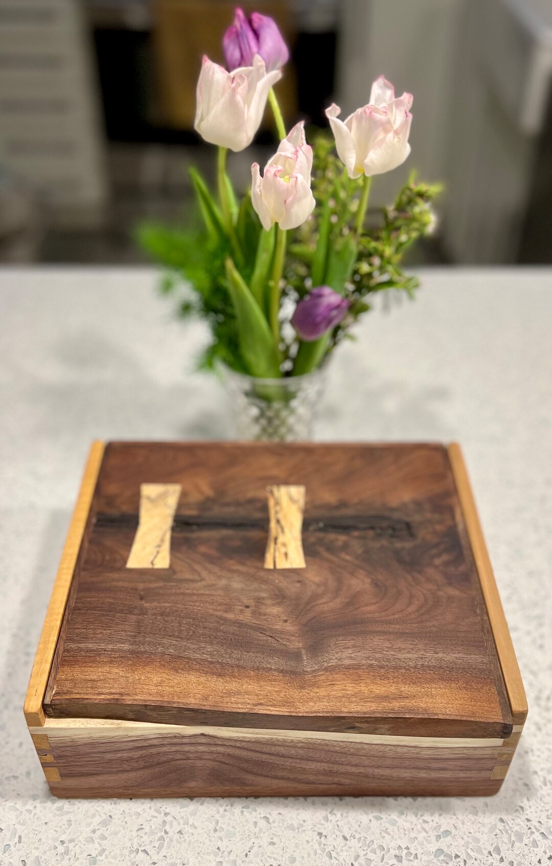 Beautiful Handmade Keepsake Box With Live Edge Black Walnut and Spalted ...