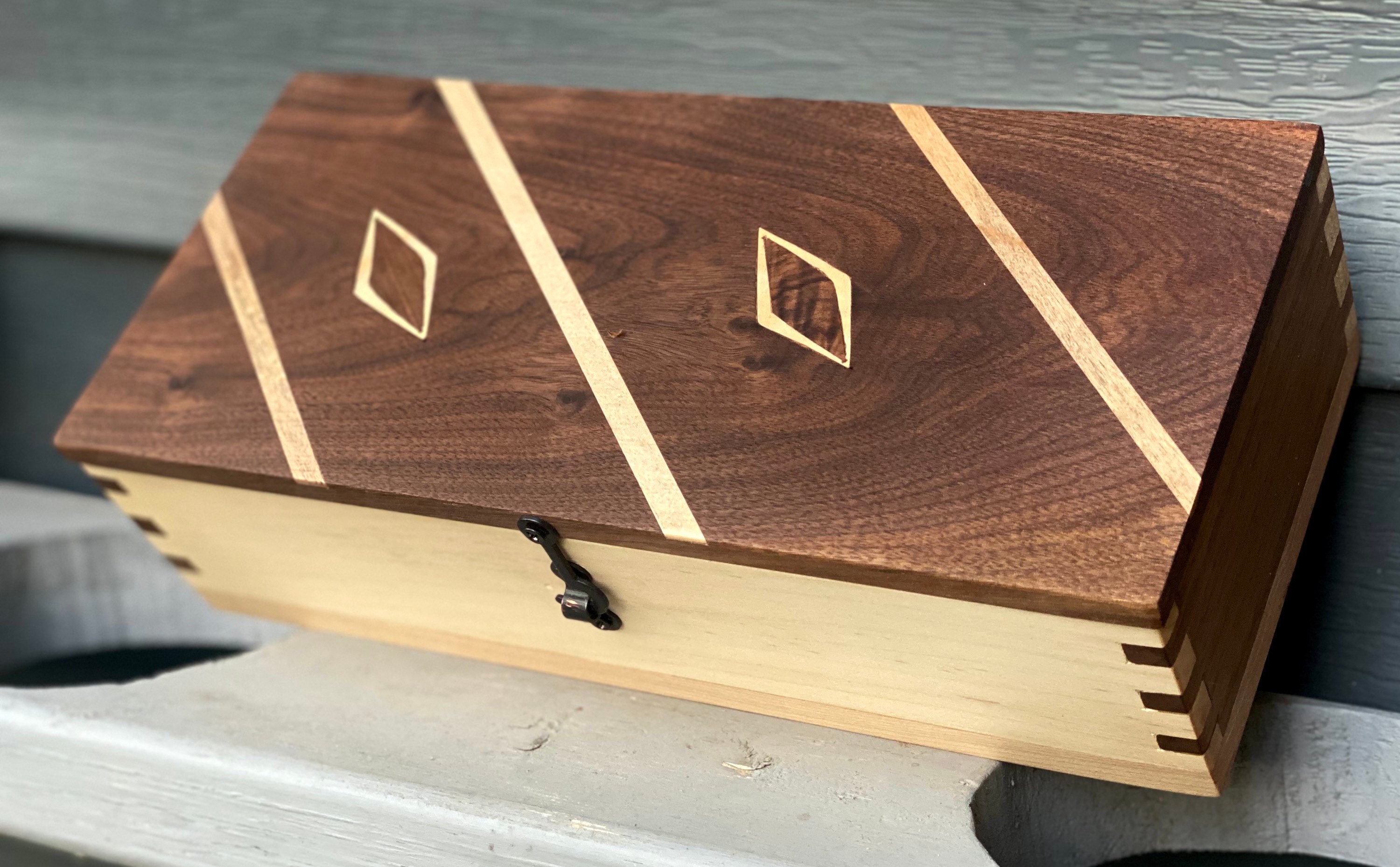 Beautiful handmade keepsake box with black walnut and maple | Etsy