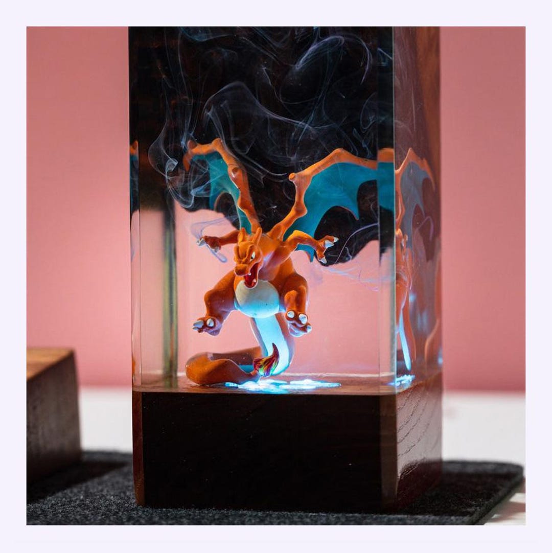 Custom FIRE CHARIZARD Resin Lamp, Custom Diorama for Pokemon Gifts ...