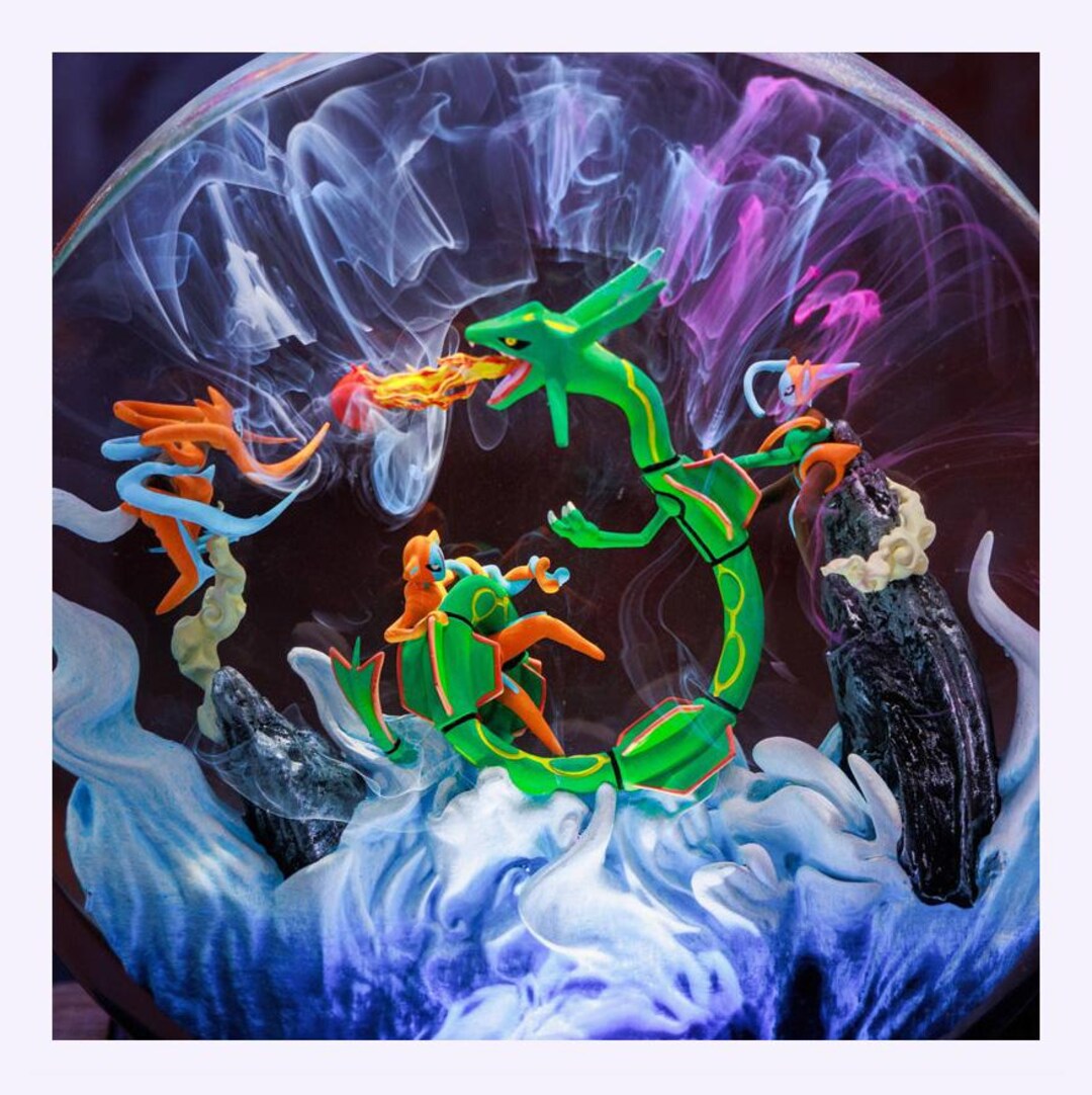 RAYQUAZA'S FURY Resin Lamp, Custom Anime Diorama Night Light ...
